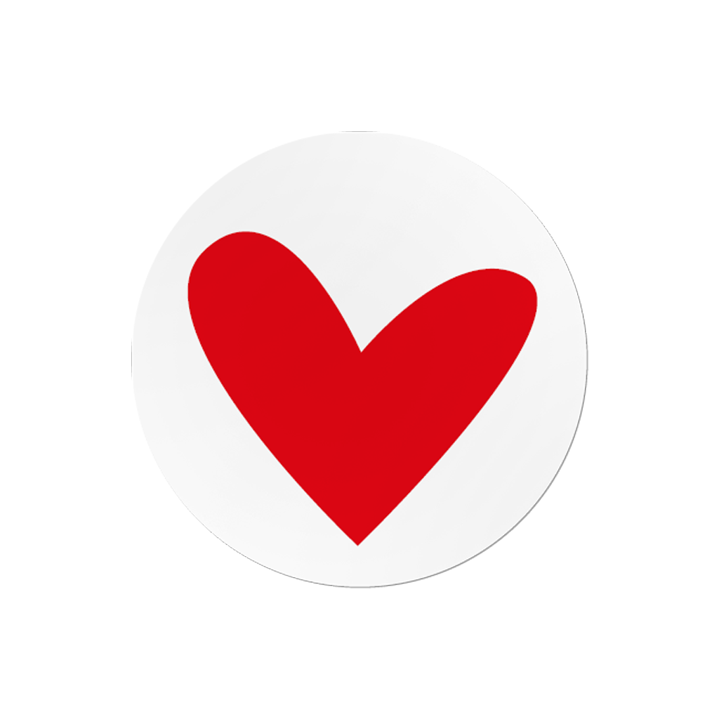 Etiket Hart Wit/rood