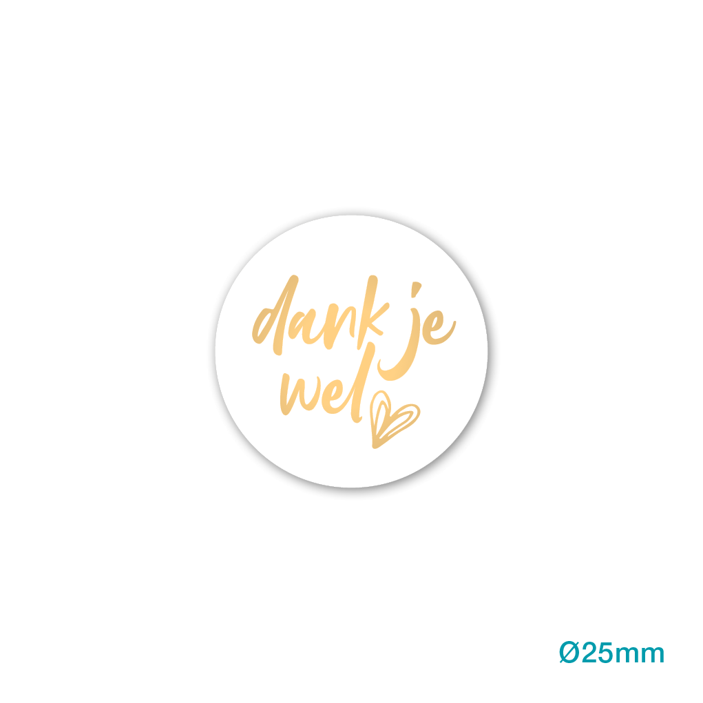 Etiket Dank je wel wit/goud