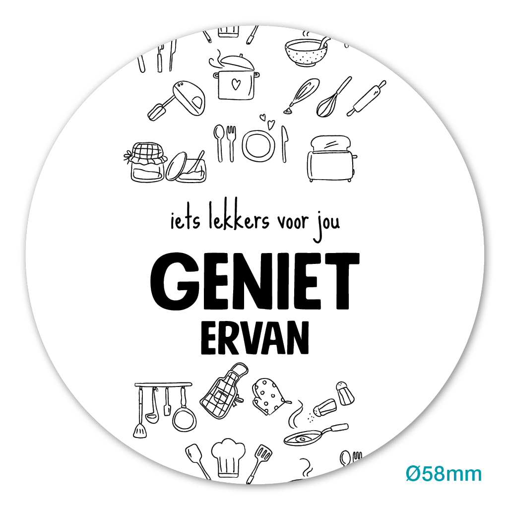 Etiket iets lekkers voor jou Geniet ervan| Wit/zwart