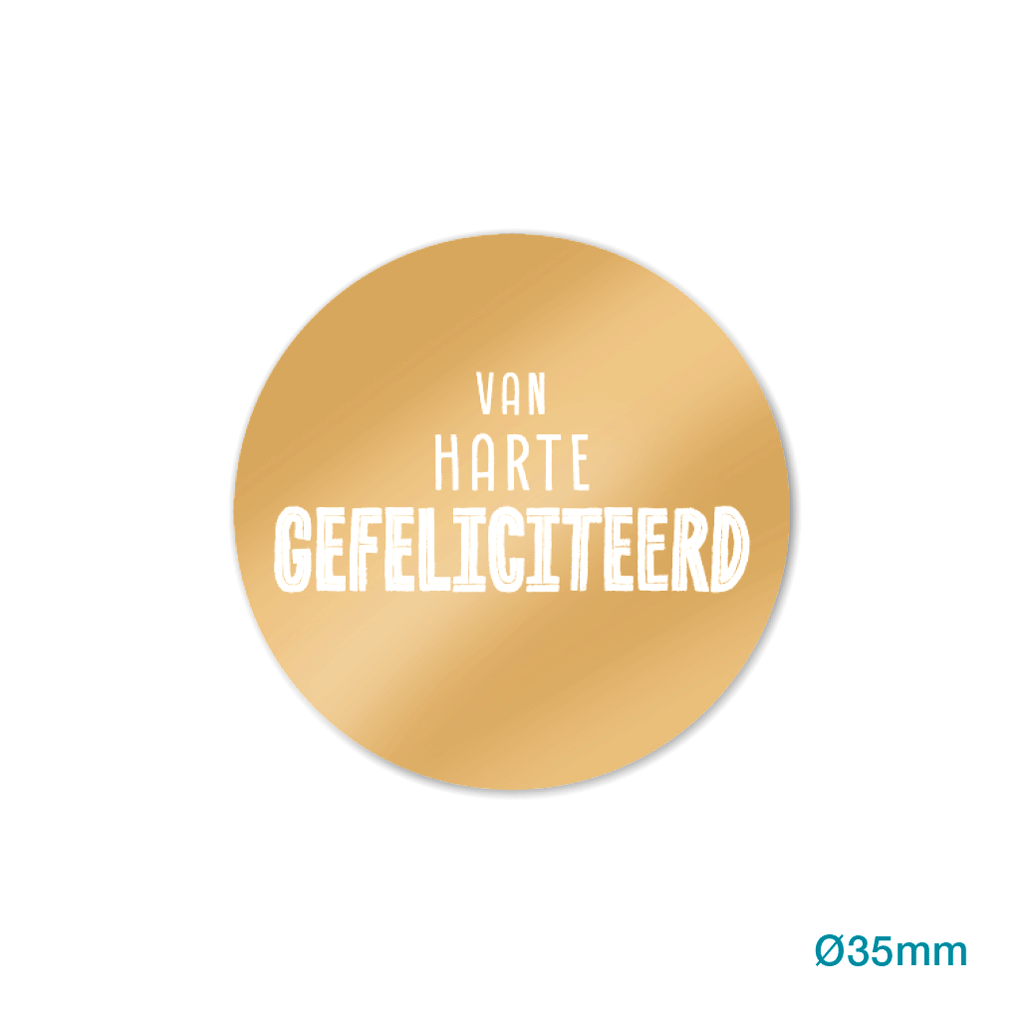 Etiket van Harte Gefeliciteerd | Zwart-Wit-Goud